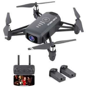 elukiko drone with camera for adults kids, 1080p hd mini fpv drones, wifi rc quadcopter helicopter, 2 batteries, gravity control, gesture control, 3d flips, toys gifts for boys girls