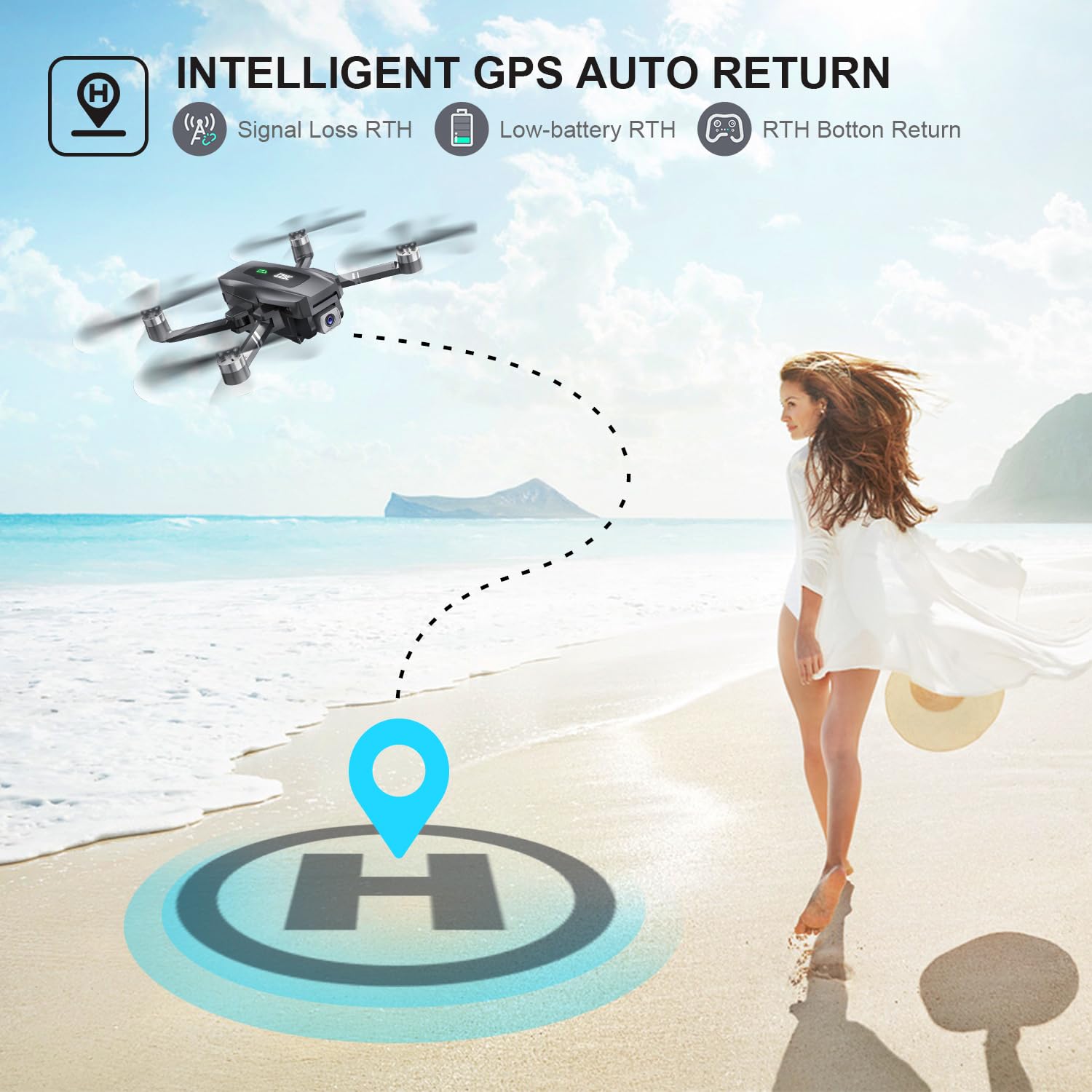 TENSSENX GPS Drone with 4K UHD Camera for Adults, TSRC Q7 Foldable FPV RC Quadcopter with Brushless Motor, Smart Return Home, Follow Me, 60 Min Flight Time, Long Control Range, Includes Carrying Bag