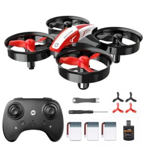 holy stone mini drone for kids and beginners rc nano quadcopter indoor small helicopter plane with auto hovering, 3d flips, headless mode and 3 batteries, great gift toy for boys and girls, red