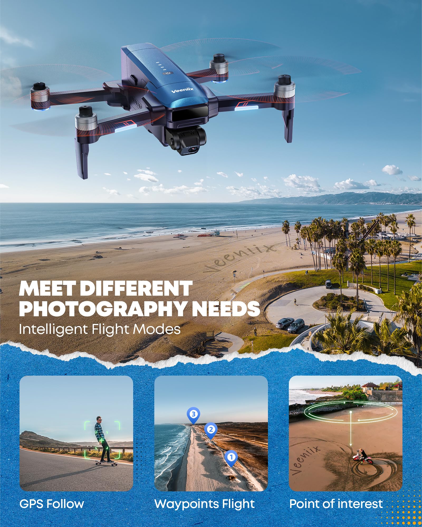 Veeniix V11 Drones with Camera for Adults 4K, 70Min Long Flight Time, Gimbal & EIS 4K/30FPS Professional Drone, 3KM Long Range, GPS Auto Return, Easy App-Controlled, Integrated FAA Remote ID