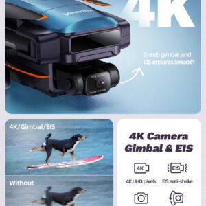 Veeniix V11 Drones with Camera for Adults 4K, 70Min Long Flight Time, Gimbal & EIS 4K/30FPS Professional Drone, 3KM Long Range, GPS Auto Return, Easy App-Controlled, Integrated FAA Remote ID