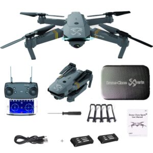 falcon x 4k drone with camera for adults - upgraded hd wifi fpv live video - quadair skyline x quadcopter foldable, beginners, gesture photo, altitude hold, includes case and 2 batteries