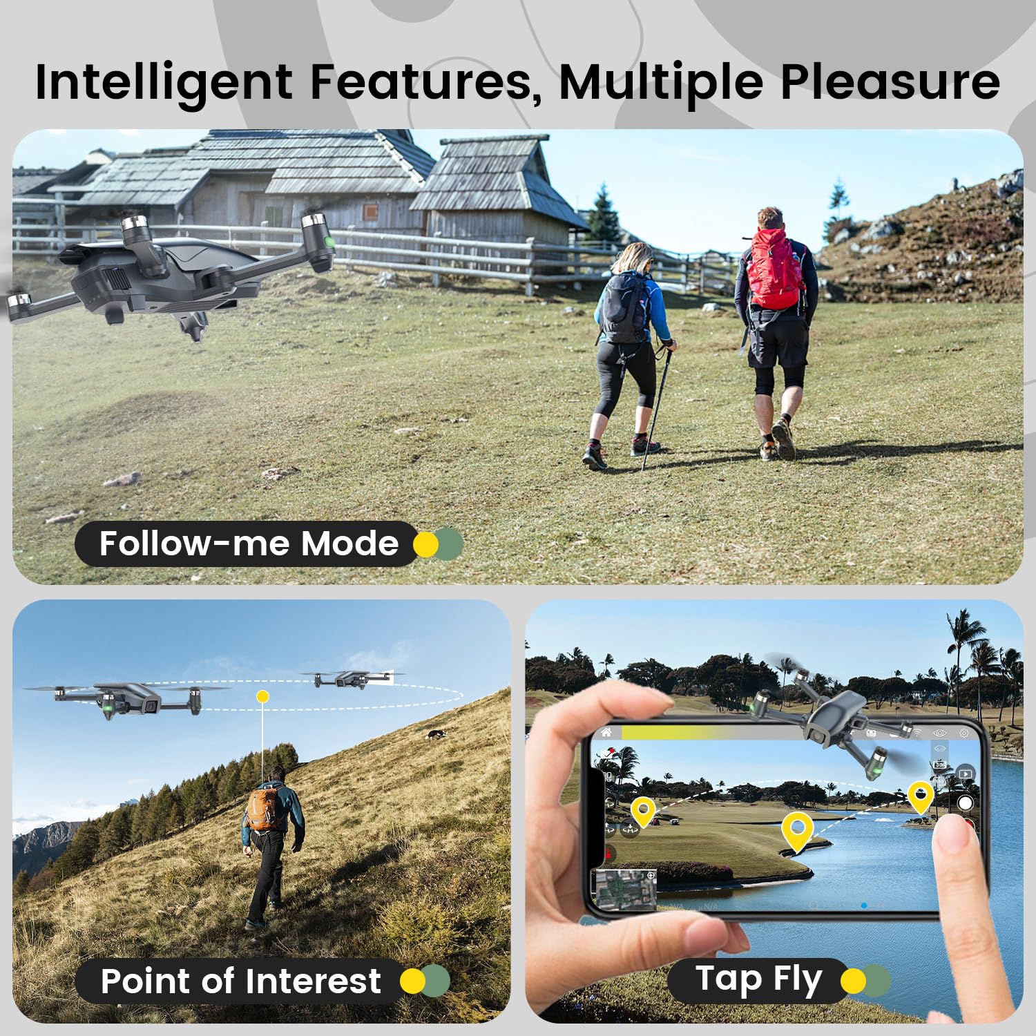 Holy Stone HS710 Drones with Camera for Adults 4K, GPS FPV Foldable 5G Quadcopter for Beginners with Optical Flow Positioning, Auto Return Home, Follow Me, Brushless Motor, Easy to Fly