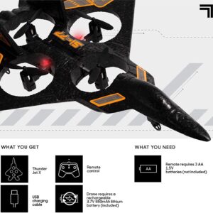 SHARPER IMAGE Thunderbolt Remote Control Stunt Drone, Standard Edition, 2.4 GHz Wireless Fighter Jet RC, Quadcopter with Assisted Landing, Small Plane for Kids and Beginners, Rechargeable