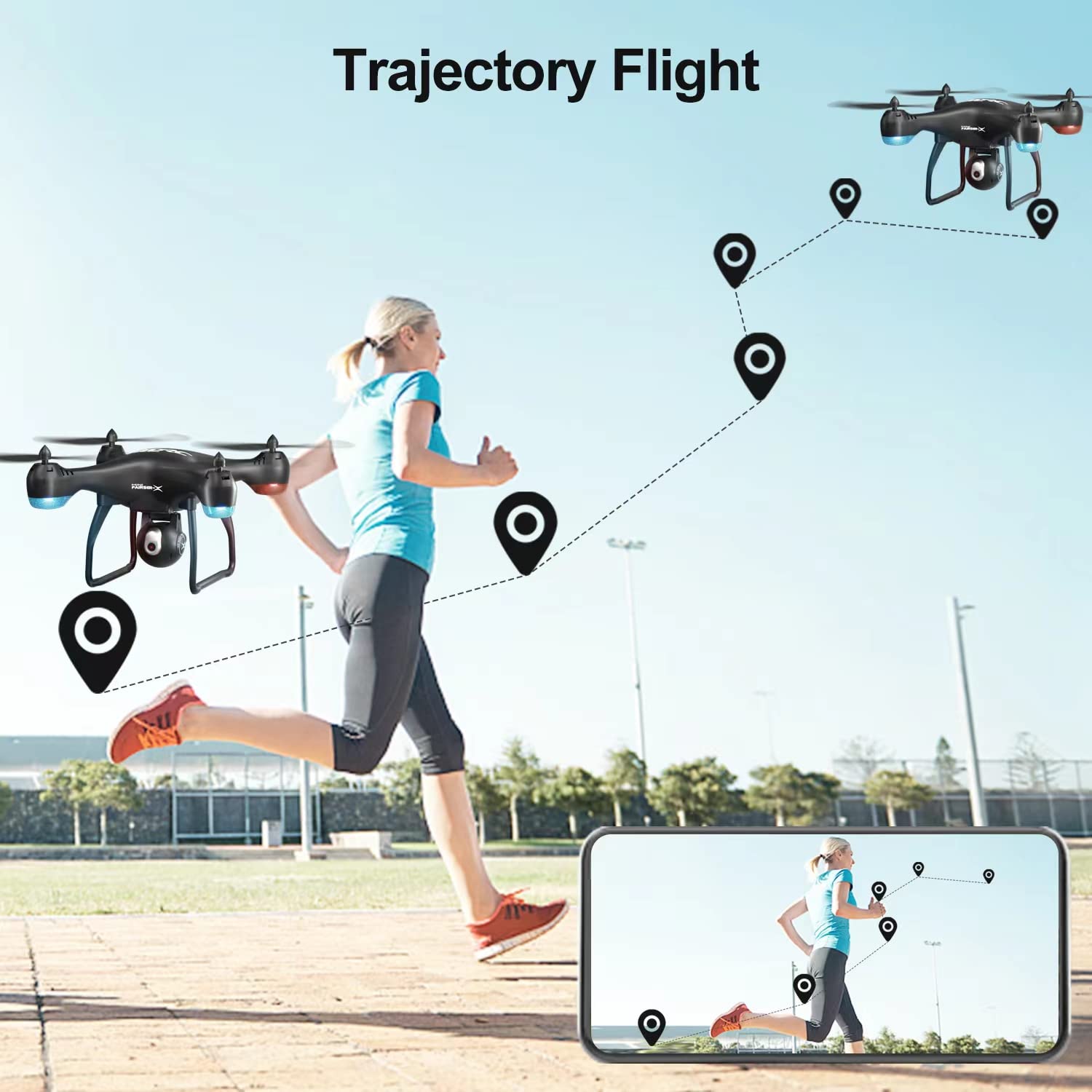 4DRC F1 GPS 4K Drone with Camera for Adults, FPV 5G WiFi FPV RC Quadcopter Beginners,with Auto Return Home, Altitude Hold and GPS Follow Me, Waypoint Fly,2 Batteries, 30 Mins Long Flight,Black