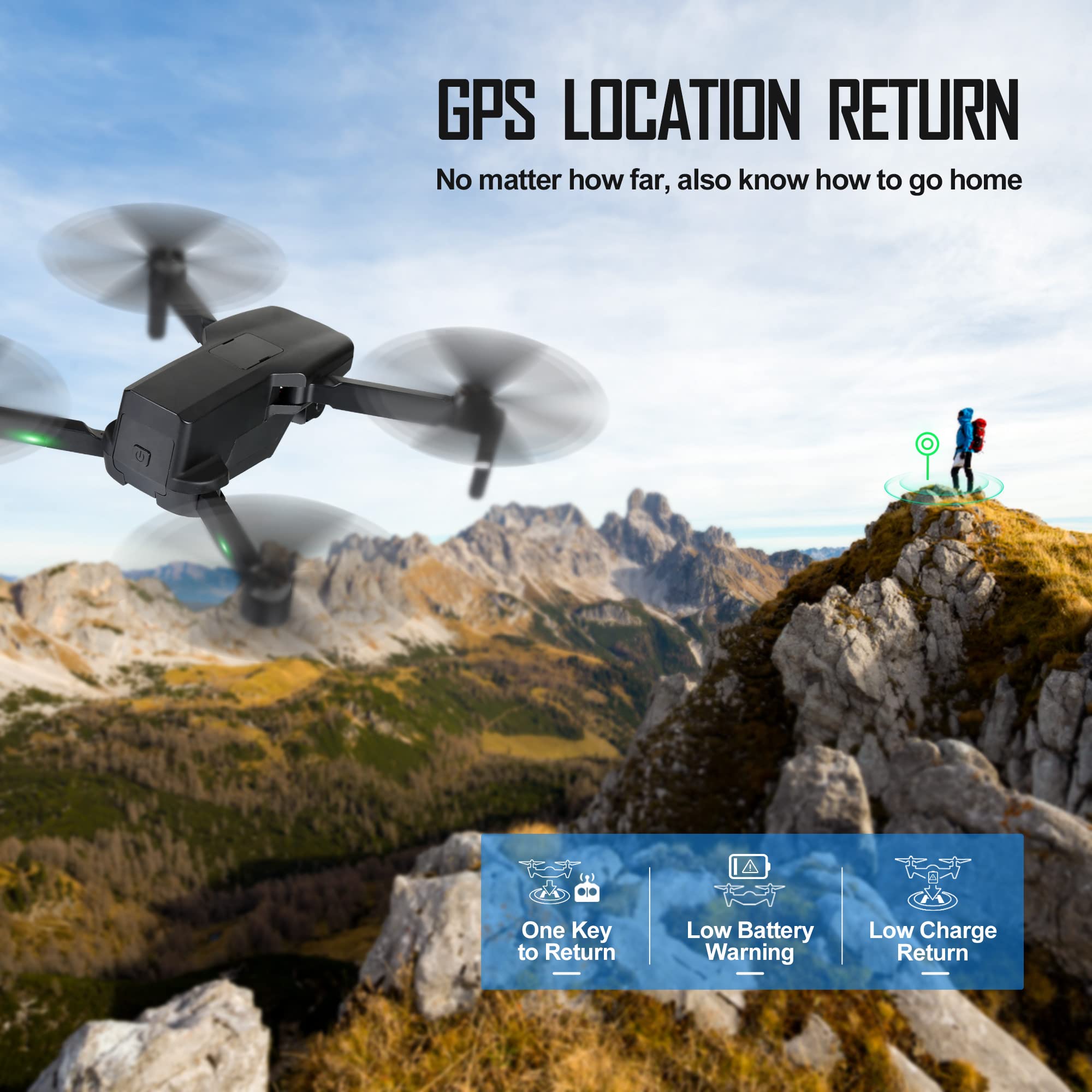 HHD Drones with Camera for Adults 4K: 3-Axis Gimbal Stability, Advanced GPS/GLONASS Dual Mode, Intelligent Follow, Gesture Control, Two Batteries for 50+ Minutes Flight Time