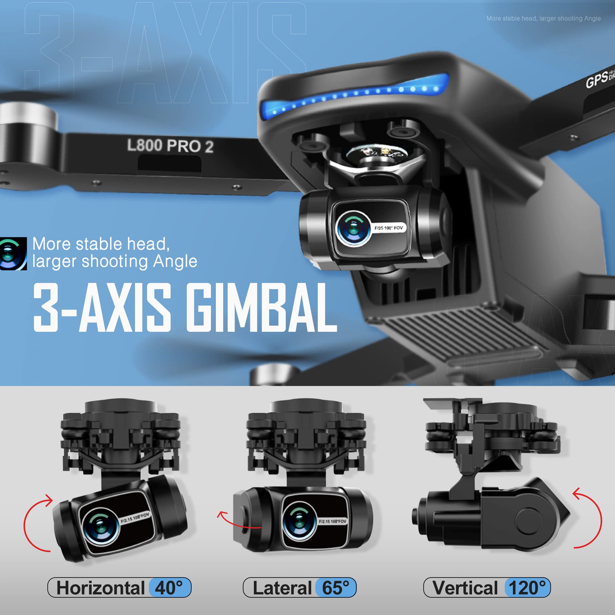 HHD Drones with Camera for Adults 4K: 3-Axis Gimbal Stability, Advanced GPS/GLONASS Dual Mode, Intelligent Follow, Gesture Control, Two Batteries for 50+ Minutes Flight Time