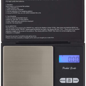 Digital Food Scales Precision 500g/0.01g, Small Pocket Ounces Grams, Portable Travel, Jewelry Scale (Battery Included)