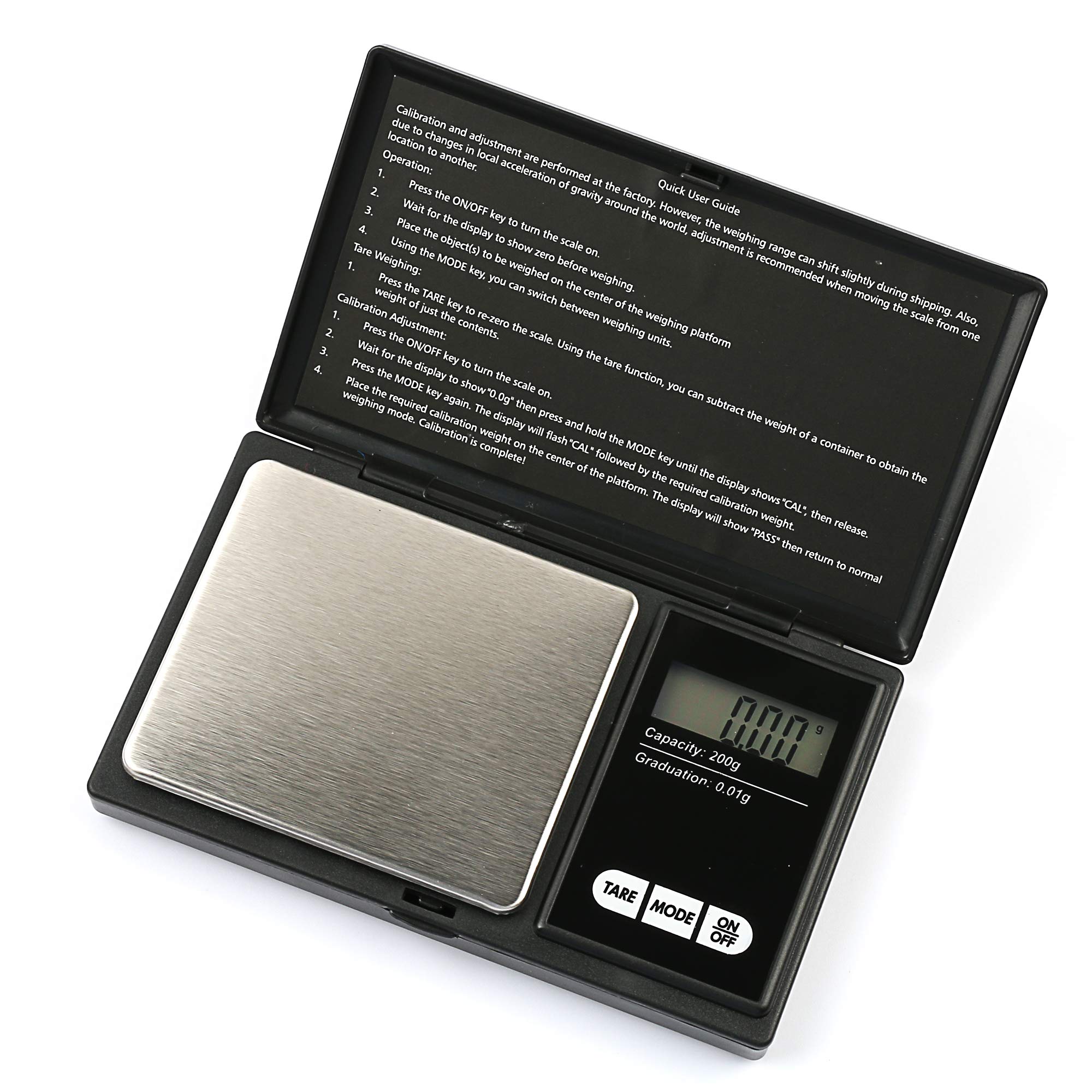 PONECA Digital Pocket Scale Jewelry Gold Diamond Weighting Scale Gram Weight Electric Scales 200g by 0.01g Food Scale Kitchen Scale Min LCD Light