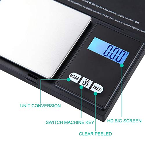 PONECA Digital Pocket Scale Jewelry Gold Diamond Weighting Scale Gram Weight Electric Scales 200g by 0.01g Food Scale Kitchen Scale Min LCD Light