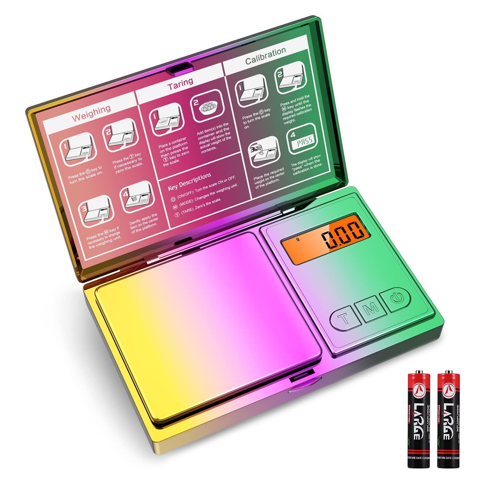 ORIA Digital Pocket Scale, 200g/0.01g Digital Gram Scale, Jewelry Scale, Food Scale, with 6 Units, LCD Display, Unique Colorful Design, Batteries Included