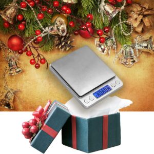 JOEAA Food Scale Digital Weight 3000g/0.1g Oz Grams and Ounces Kitchen Scale for Cooking Baking with Backlight LCD Display, Tare, 9 Units, Auto Off, 2 Trays, Batteries Included - Stainless Steel