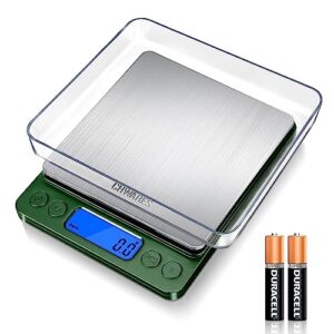 chwares food scale, kitchen scale with trays 3000g/0.1g, small scale with tare function digital scale grams and ounces for weight loss, dieting, baking, cooking, meal prep, coffee, green