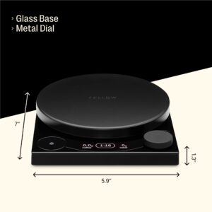 Fellow Tally Pro Studio Digital Coffee Scale - Precision Scale with Glass Top - Digital Kitchen Scale for Coffee & Small Goods up to 5 lbs - Measures in g, oz, lbs, & mm - Matte Black