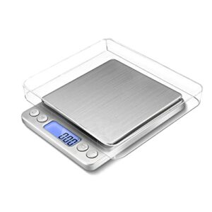 food scale kitchen scale with trays, small scale with tare function digital scale grams and ounces for cooking baking (2kg/0.1g)