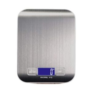 22lb (max) digital kitchen scale for cooking and baking (silver) - extra precise measurements, 6 units (g/kg/oz/lb/ml), auto shut off, food grade stainless steel, non-slip design, anti-fingerprinting