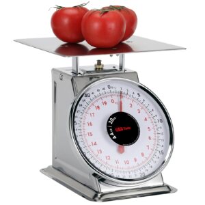 tada 44 lbs stainless steel mechanical kitchen scale heavy duty portion-control food scale produce scale with stainless steel platform