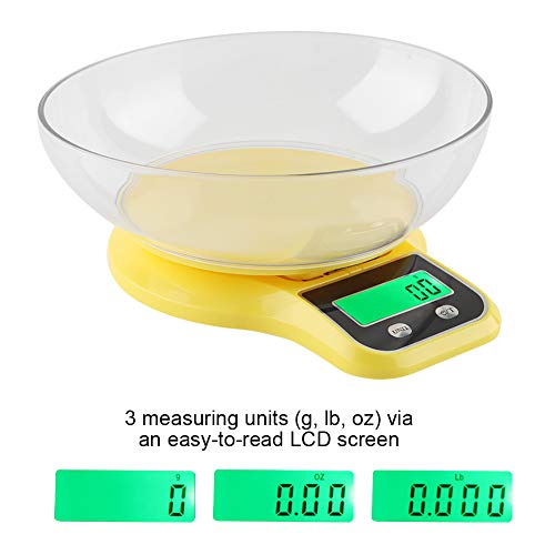 Food Scale with Bowl B21LW,Digital Food Scale with LCD Display Food Scale Kitchen Food Scale Digital Cooking Multifunction Weight Scale with Bowl (Yellow)