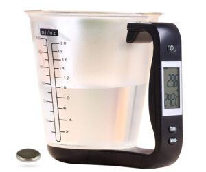 kitchen scale digital measuring cup 1kg/600ml food scale weight scale scales weighing water milk flour sugar oil coffee liquid baking cooking plastic measuring cups grams and ounces (black)