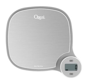 ozeri battery-free kitchen scale, kinetic charging technology, stainless steel