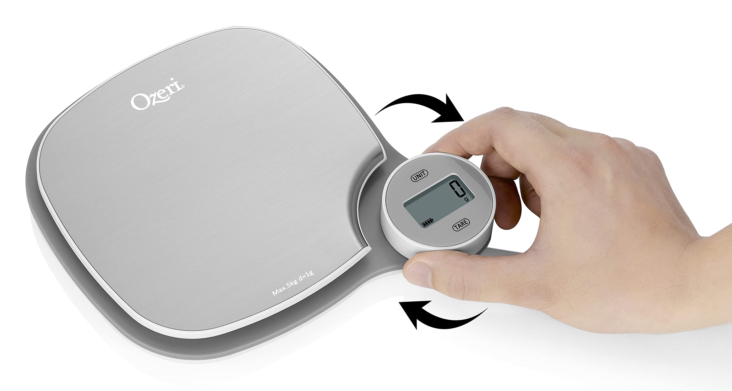 Ozeri Battery-Free Kitchen Scale, Kinetic Charging Technology, Stainless Steel