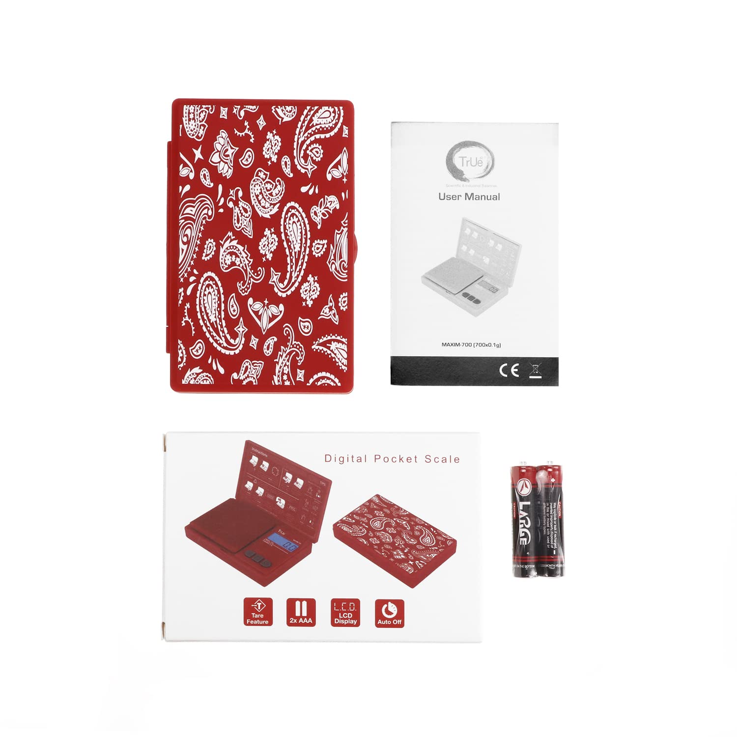 True 42 MX 700 Blood RED Pocket Scale Special Edition 700gx0.1g Gram Scale for Jewelry/Food/Medicine Paisley Design 700g 0.1g