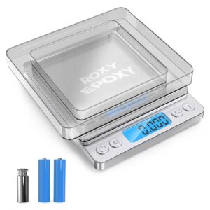 roxy epoxy digital mini gram weighing scale with backlit lcd display - portable pocket sized electronic measurement device for jewelry, food items, epoxy resin