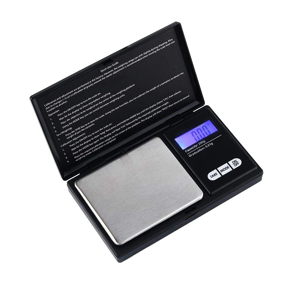 Jewelry Food Digital Pocket Scale,High Accuracy Within 200 g/0.01 gTravel Personal Nutrition Scale,Portable Silver Weed Herb Medicine Gram Weight Scale,Black