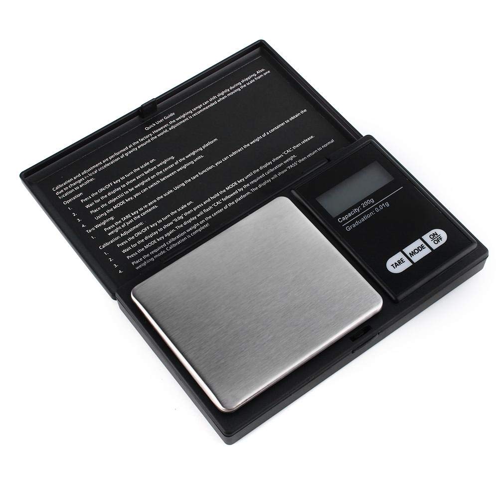 Jewelry Food Digital Pocket Scale,High Accuracy Within 200 g/0.01 gTravel Personal Nutrition Scale,Portable Silver Weed Herb Medicine Gram Weight Scale,Black