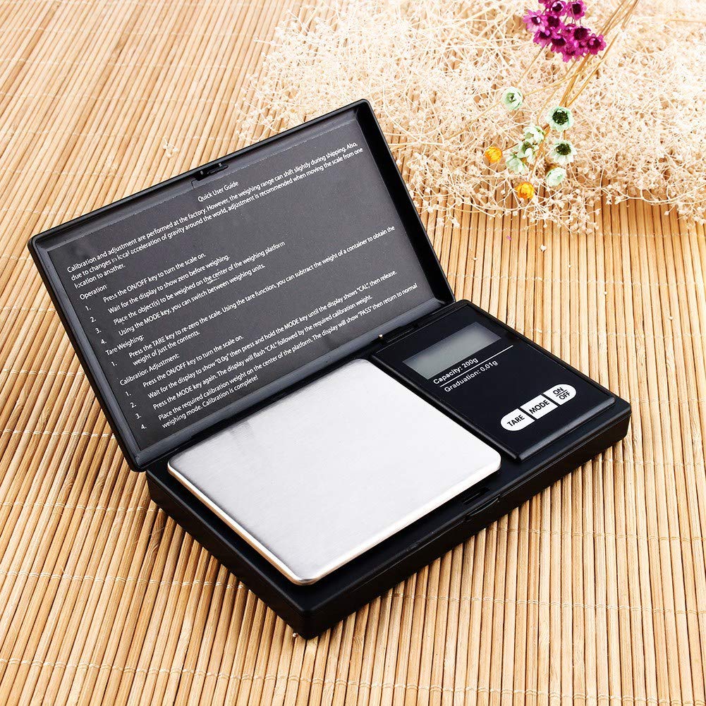 Jewelry Food Digital Pocket Scale,High Accuracy Within 200 g/0.01 gTravel Personal Nutrition Scale,Portable Silver Weed Herb Medicine Gram Weight Scale,Black