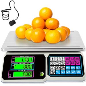 price computing scale, meiya digital food commercial meat deli scale 66lb/30kg, electronic scale for farmers markets, retail outlets, supermarkets, upgrade lead-acid battery, stainless steel platform