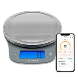 etekcity nutrition smart food kitchen scale, digital ounces and grams for cooking, baking, meal prep, dieting, and weight loss, 11 pounds-bluetooth, 304 stainless steel