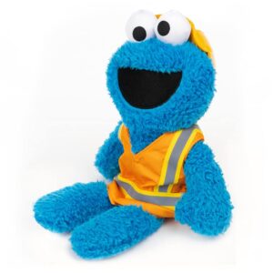 GUND Sesame Street Official Construction Worker Cookie Monster Muppet Plush, Premium Plush Toy for Ages 1 & Up, Blue/Orange, 13”