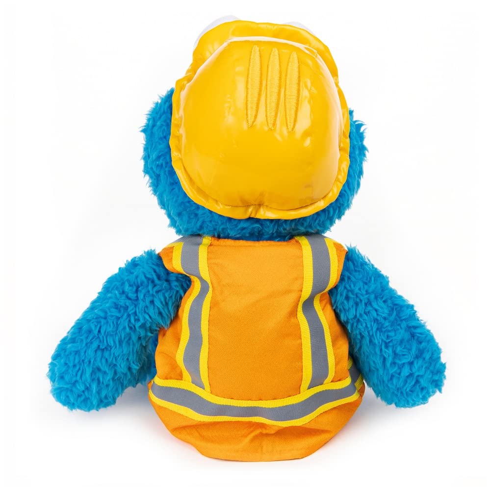 GUND Sesame Street Official Construction Worker Cookie Monster Muppet Plush, Premium Plush Toy for Ages 1 & Up, Blue/Orange, 13”