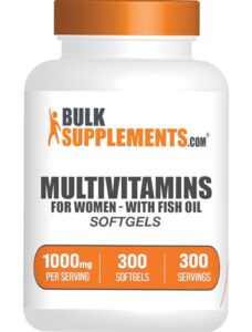 bulksupplements.com multivitamin for women softgels - women's multivitamin with iron, multimineral supplement, with fish oil - gluten free, 1 softgel per serving, 300 count (pack of 1)