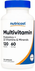 nutricost multivitamin with probiotics 120 vegetarian capsules - packed with vitamins & minerals