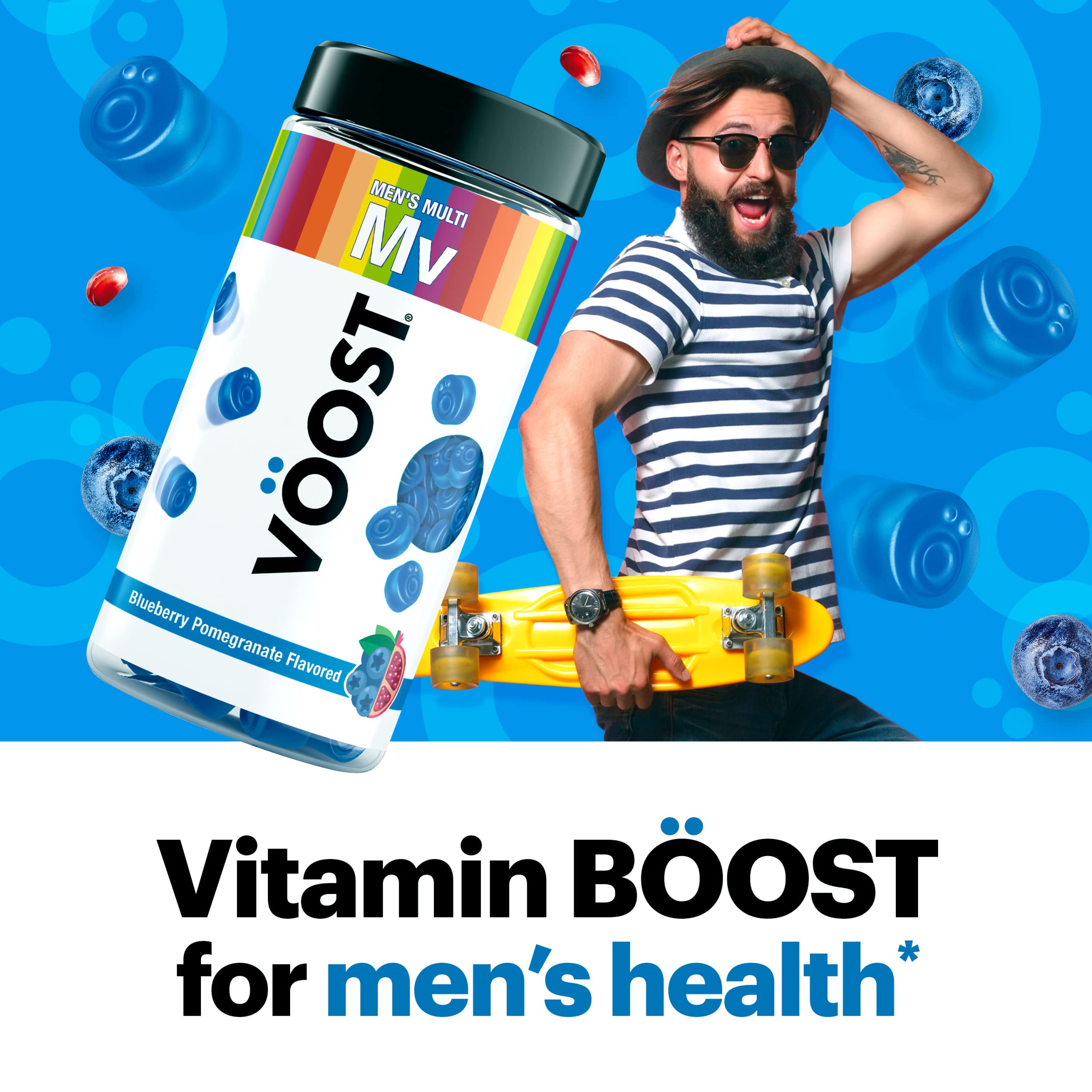 Voost, Men's Multivitamin Gummies, Supplement with Vitamin A, B, C, D & Zinc to Support Men's Daily Health*, Men's Chewable Vitamin, Blueberry Pomegranate Flavored, 30 Day Supply - 90 Count