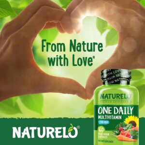 NATURELO One Daily Multivitamin for Men - with Vitamins & Minerals + Organic Whole Foods - Supplement to Boost Energy, General Health - Non-GMO - 60 Capsules - 2 Month Supply