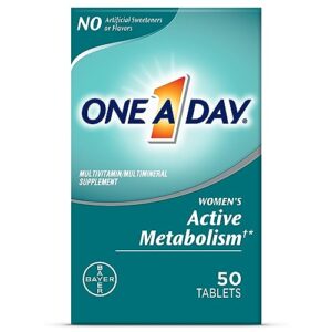 one a day women’s active metabolism multivitamin, supplement with vitamin a, c, d, e and zinc for immune health support*, iron, calcium, folic acid & more, 50 count