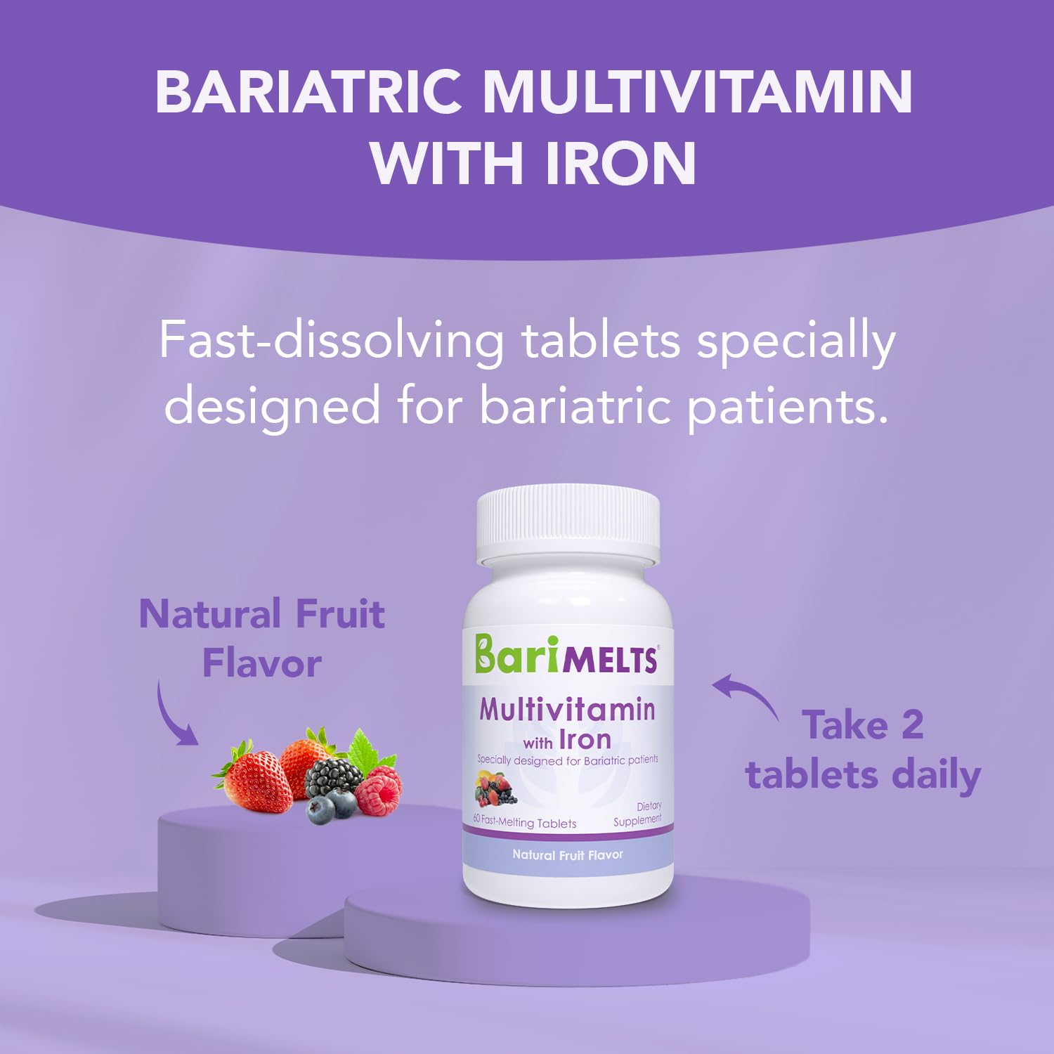 BariMelts Bariatric Multivitamin with Iron - 1 Month Supply (60 Fast-Dissolving Tablets) - Post-Op Bariatric Vitamins​