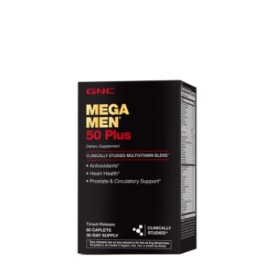 gnc mega men 50 plus multivitamin | antioxidants | heart health | prostate and circulatory support | 60 count