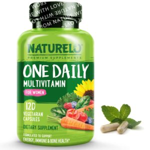 naturelo one daily multivitamin for women - energy support - whole food supplement to nourish hair, skin, nails - non-gmo - no soy - gluten free - 120 capsules - 4 month supply