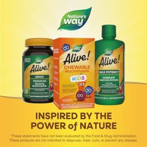 Nature's Way Alive! Children's Daily Chewable Multivitamin, Supports Bone, Eye, and Immune Health*, Orange & Berry Fruit Flavored, Gluten Free, 120 Chewable Tablets (Packaging May Vary)