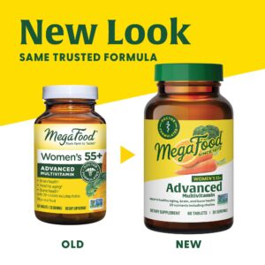 MegaFood Women's 55+ Advanced Multivitamin for Women - Doctor-Formulated with Choline, Vitamin D3, Vitamin B12, Biotin - Plus Real Food - Optimal Aging, - Vegetarian - 60 Tabs (30 Servings)