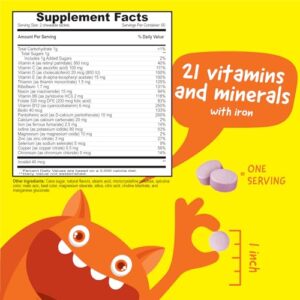 VitaWorks Kids Multivitamin with Iron & Minerals Chewable Tablets - Mixed Fruit Flavor - Vegetarian, GMO-Free, Nut Free - Dietary Supplement - Digestive Support for Children - 120 Chewables",