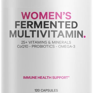 Codeage Women’s Daily Multivitamin, 25+ Vitamins & Minerals, Fermented, Organic Whole Foods, Probiotics Supplement - Vitamin A, Vitamin B, Vitamins C, D, E & K, Omega 3, Zinc – Vegan - 120 Capsules