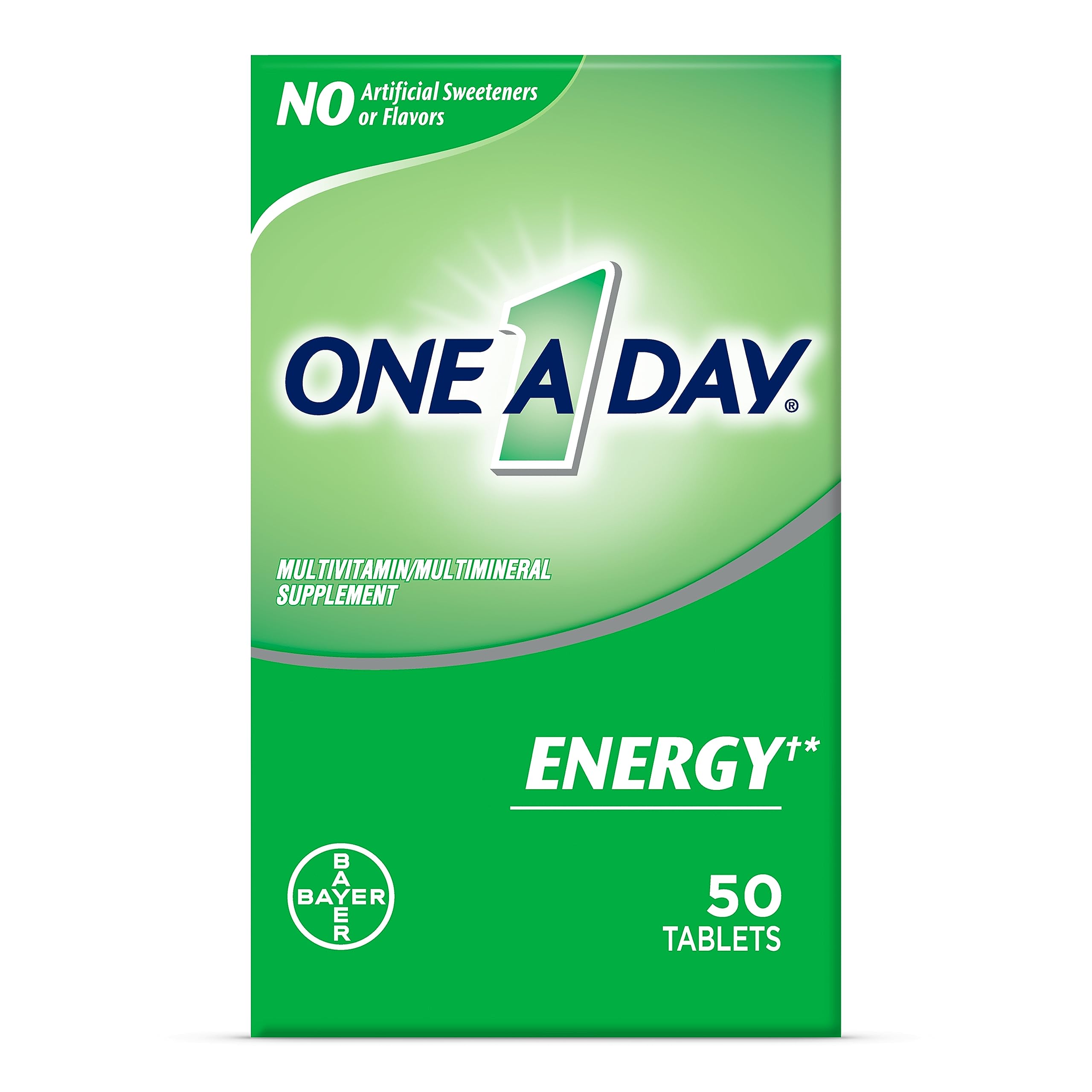 One A Day Energy Multivitamin with Vitamin A, C, D, E, Zinc for Immune Health*, Caffeine, Biotin, B6, B12 & More, 50 Tablets