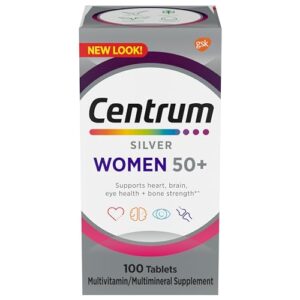 centrum silver women's multivitamin for women 50 plus, multivitamin/multimineral supplement with vitamin d3, b vitamins, non-gmo ingredients, supports memory and cognition in older adults - 100 ct