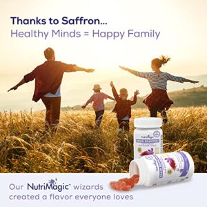 NutriMagic Kids Brain Booster 2-in-1 Nootropic Multivitamin for Focus, Memory, Attention, Mood - Saffron Extract Gummies Brain Health Supplement w/Vitamin D3, B6, B12, Zinc, 60 Vegan NON-GMO Gummies