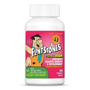 flintstones vitamins chewable kids multivitamin with + extra iron for toddler & kid with vitamin c, d, vitamin b12, 160 count (packaging will vary)